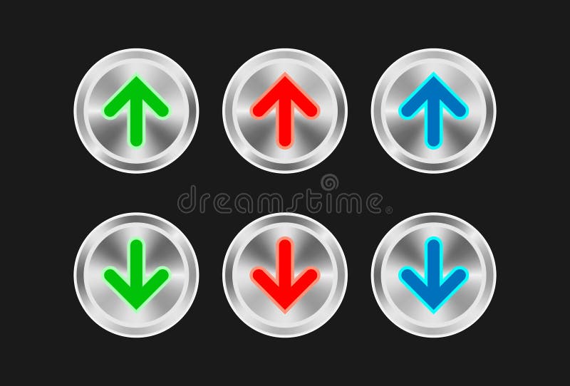 Arrow Icon. Silver Metallic Web Buttons Stock Vector - Illustration of ...
