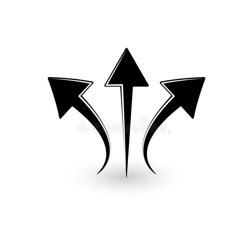 Arrow Icon. Three Directions Of Way Isolated On White Background Stock ... Arrow Icon. Three Directions Of Way Isolated On White Background Stock ...