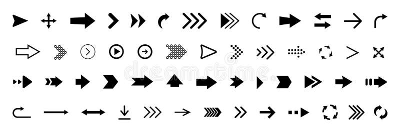 Arrow Icons in Black. Arrow Buttons Collection. Set of App Black Arrow ...