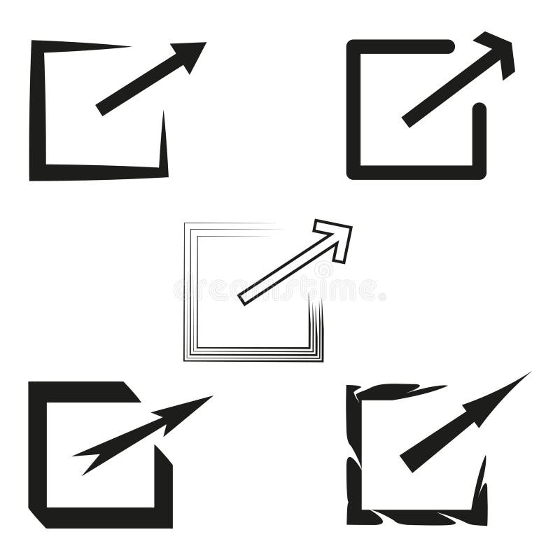 Arrow Icons Set. Outward Pointing Symbols. Creative Graphic Elements ...