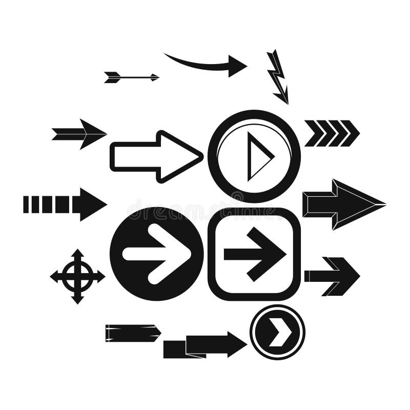 Arrow Icons Set, Simple Style Stock Illustration - Illustration of next ...