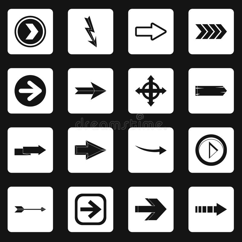 Arrow Icons Set Squares Vector Stock Vector - Illustration of link ...