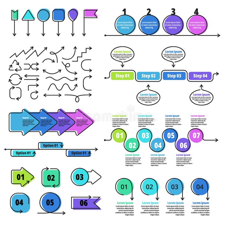 Arrow Infographic Elements. Step by Step Guide, Timeline and Process ...