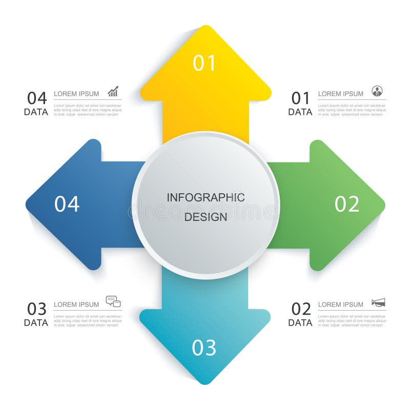 4 Arrow Infographic Pointing Out from Center Stock Vector ...
