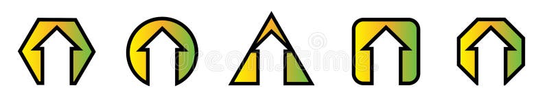 Arrow Inside and Out in Square Black Icon. Set Direction Pointer ...