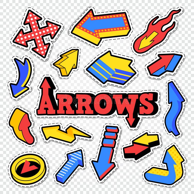 Arrow Isolated Collection for Stickers, Prints and Badges. Abstract ...