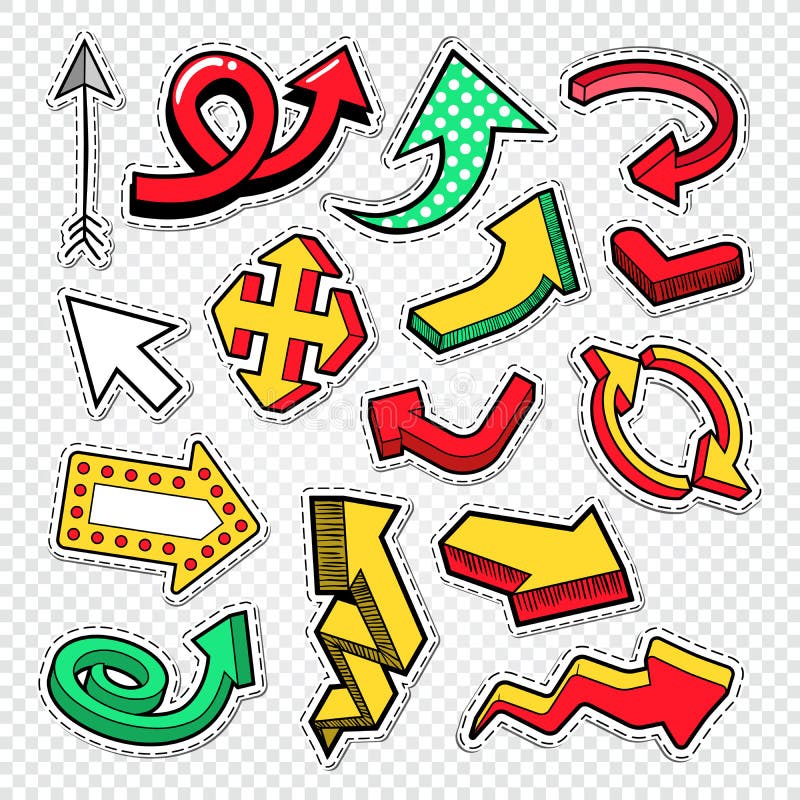 Arrow Isolated Collection for Stickers, Prints and Badges. Abstract ...