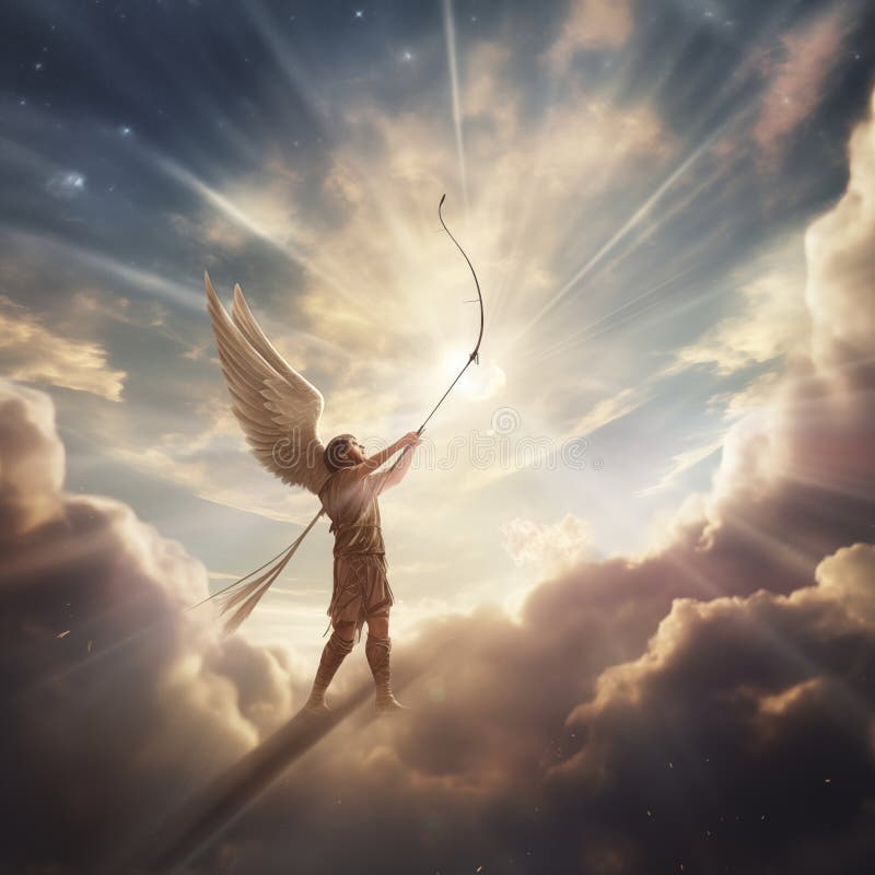 Angel flies in the sky stock illustration. Illustration of person ...