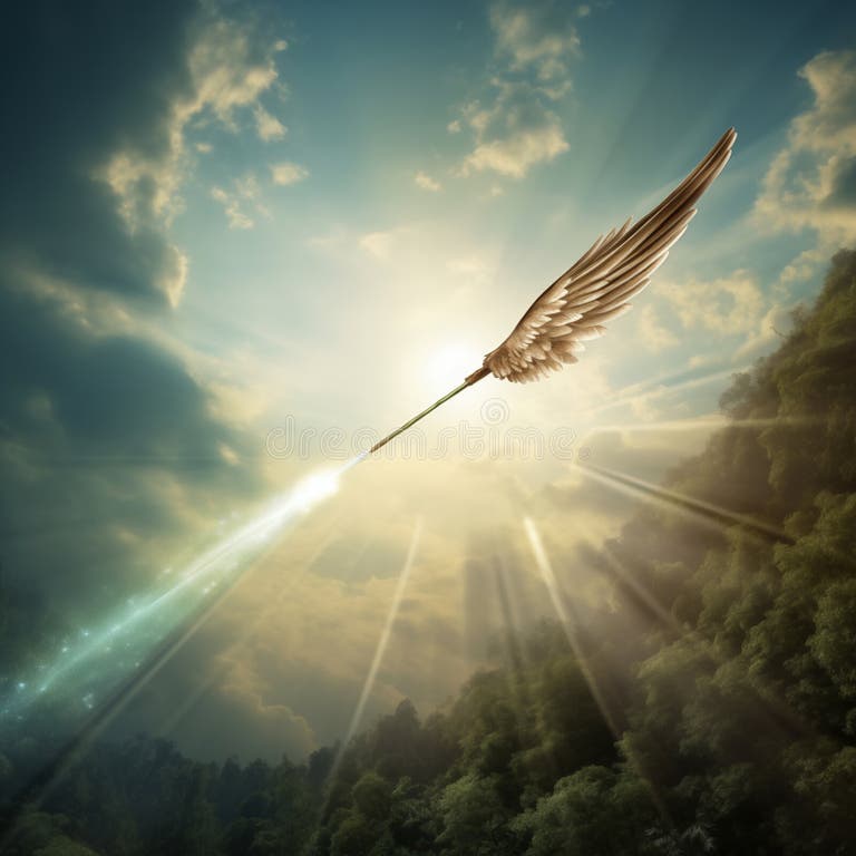 Angel flies in the sky stock illustration. Illustration of cloud ...