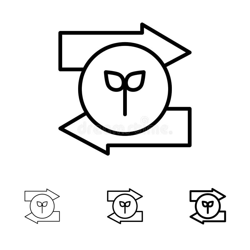 Arrow, Left, Right, Green Eco Bold and Thin Black Line Icon Set Stock ...