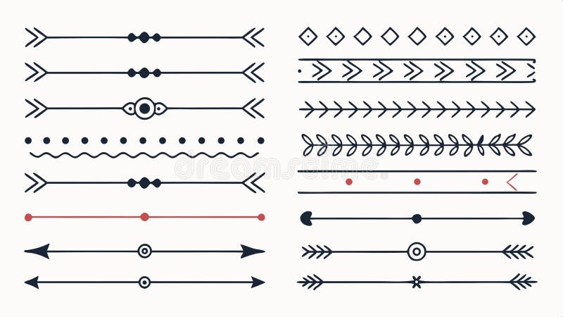 Arrow and Line Divider Set, Decorative Elements for Graphic Design ...
