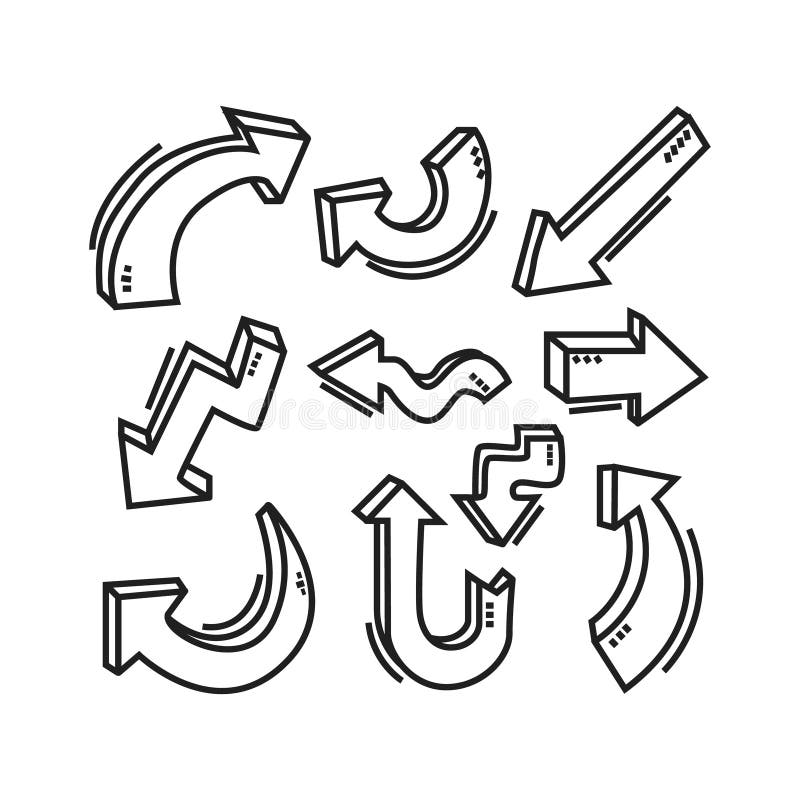 Arrow Line Drawing Collection Design Isolated Stock Vector ...