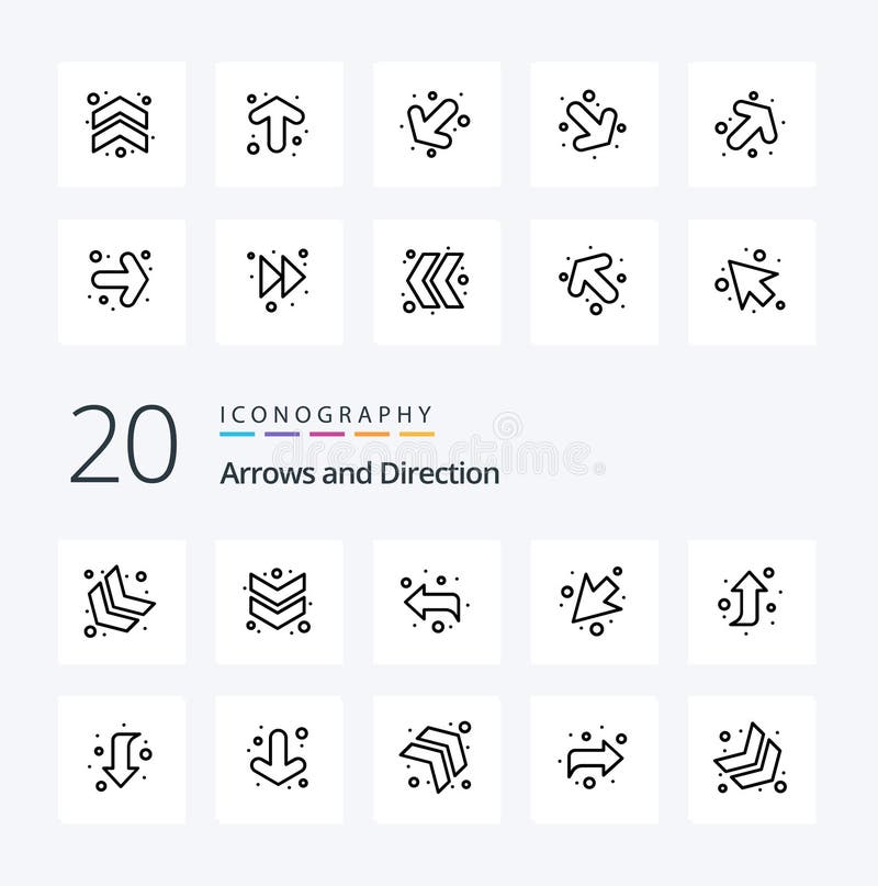 20 Arrow Line Icon Pack Like Forward Left Left Down Direction Stock ...