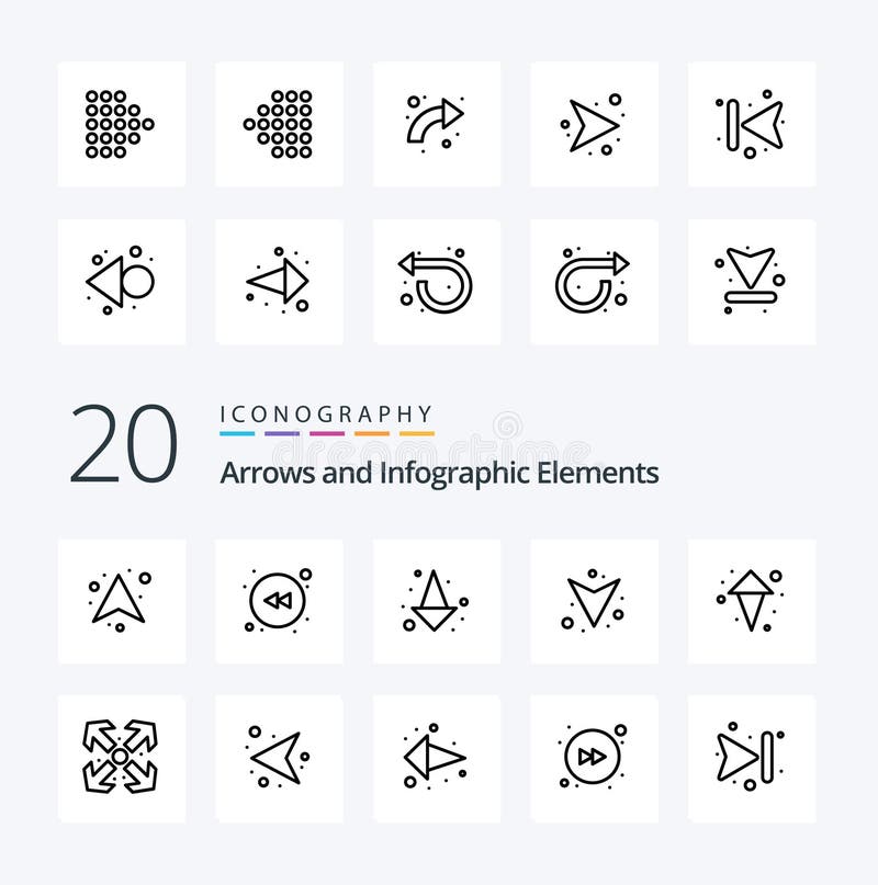20 Arrow Line Icon Pack Like Network Arrows Left Up Curved Stock Vector ...