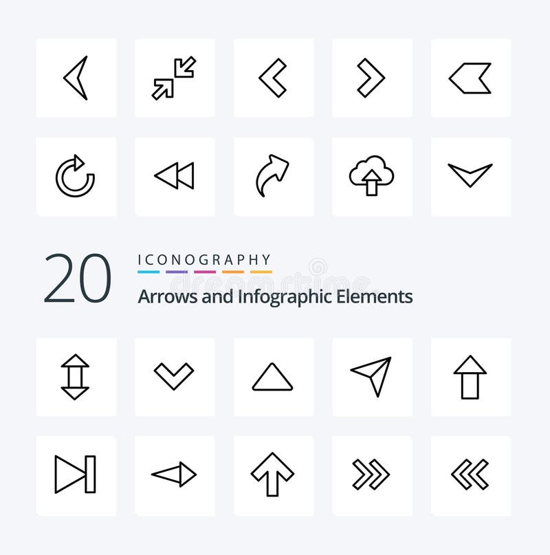 20 Arrow Line Icon Pack Like Upload Arrow Up Next Pointer Stock Vector ...