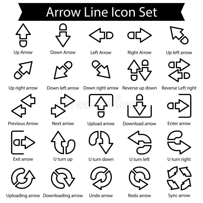 Arrow Line Icon Set stock vector. Illustration of redo - 226792946