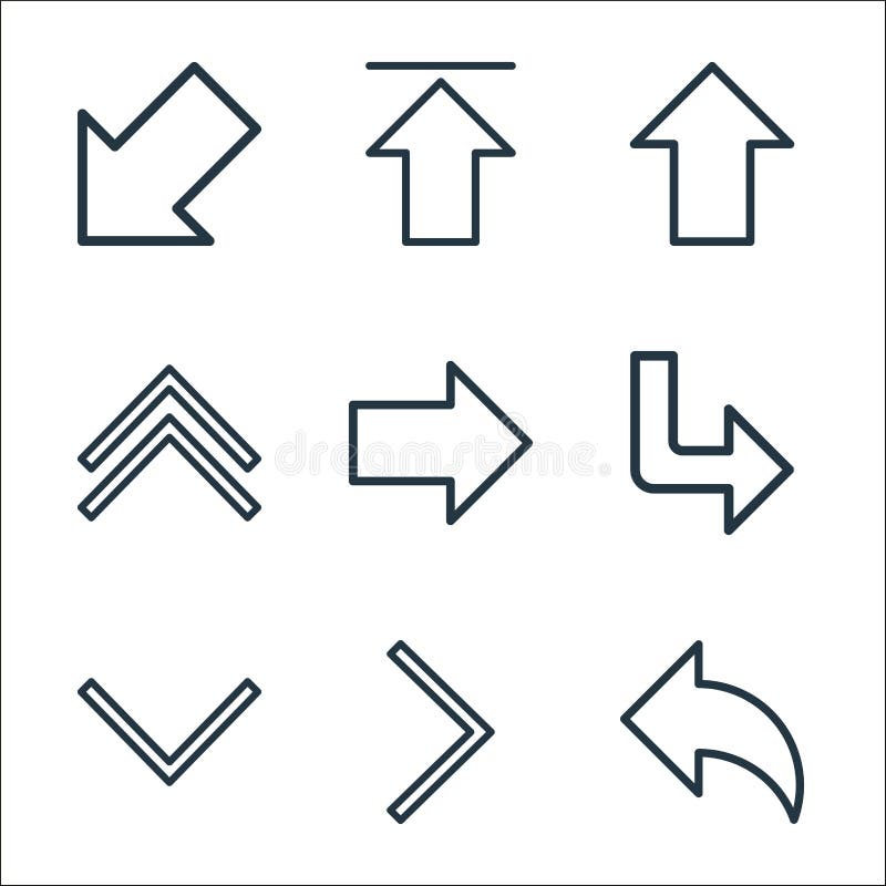 Arrow Line Icons. Linear Set. Quality Vector Line Set Such As Turn Left ...