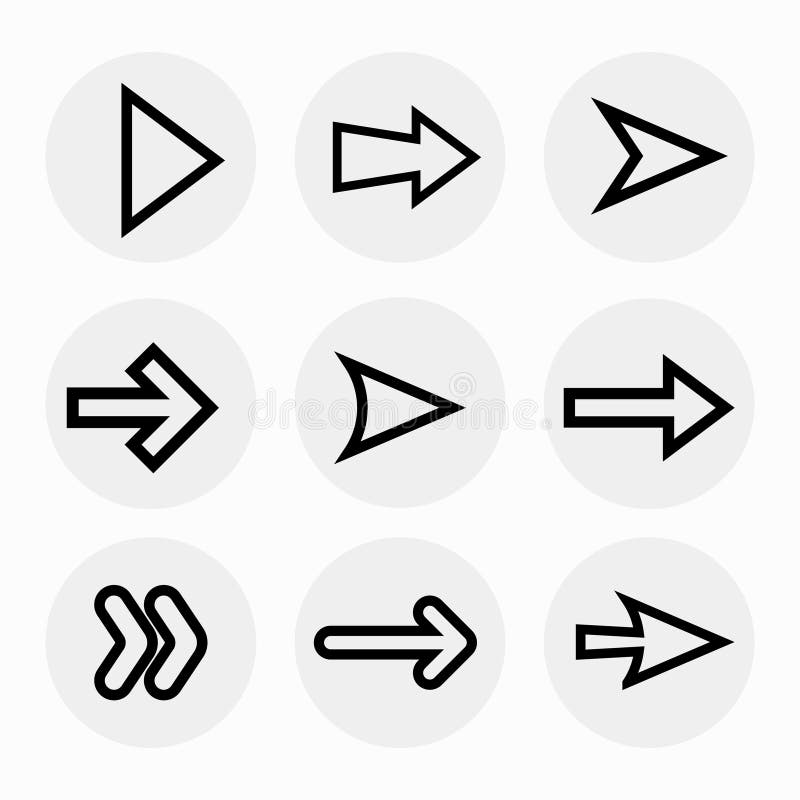 Arrow Line Icons Set Vector Stock Vector - Illustration of sign, arrow ...