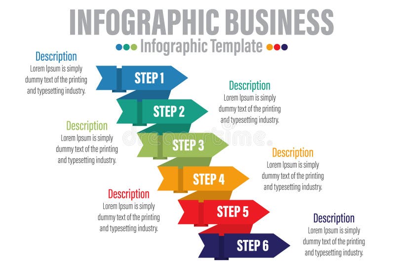 Arrow Line 6 Step or Six Option Business Data Visualization. Abstract ...