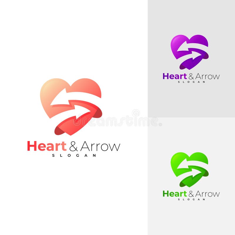 Arrow Logo and Heart Design Combination, Double Arrow Stock Vector ...
