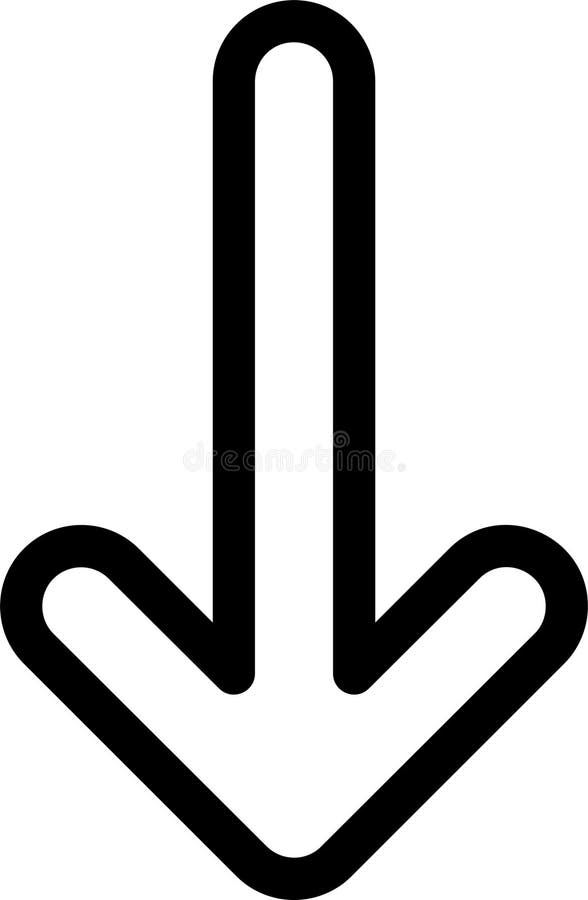 Arrow Long Down Vector Icon Stock Vector - Illustration of directional ...