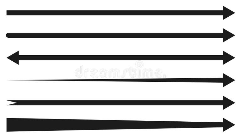 Arrow Long Set, Different Horizontal Arrows Isolated Stock Vector ...