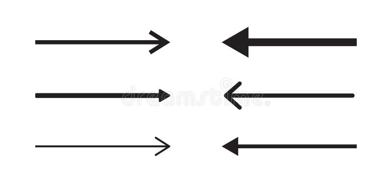 Arrow Long Set, Different Horizontal Arrows Isolated Stock Vector ...
