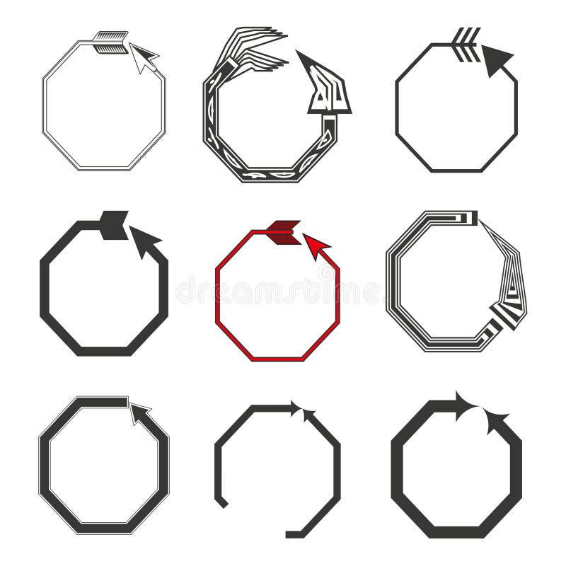 Arrow Loop Octagon. Vector Arrow Frame. Bold Direction Ring. Graphic ...
