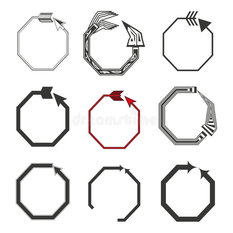 Arrow Loop Octagon. Vector Arrow Frame. Bold Direction Ring. Graphic ...