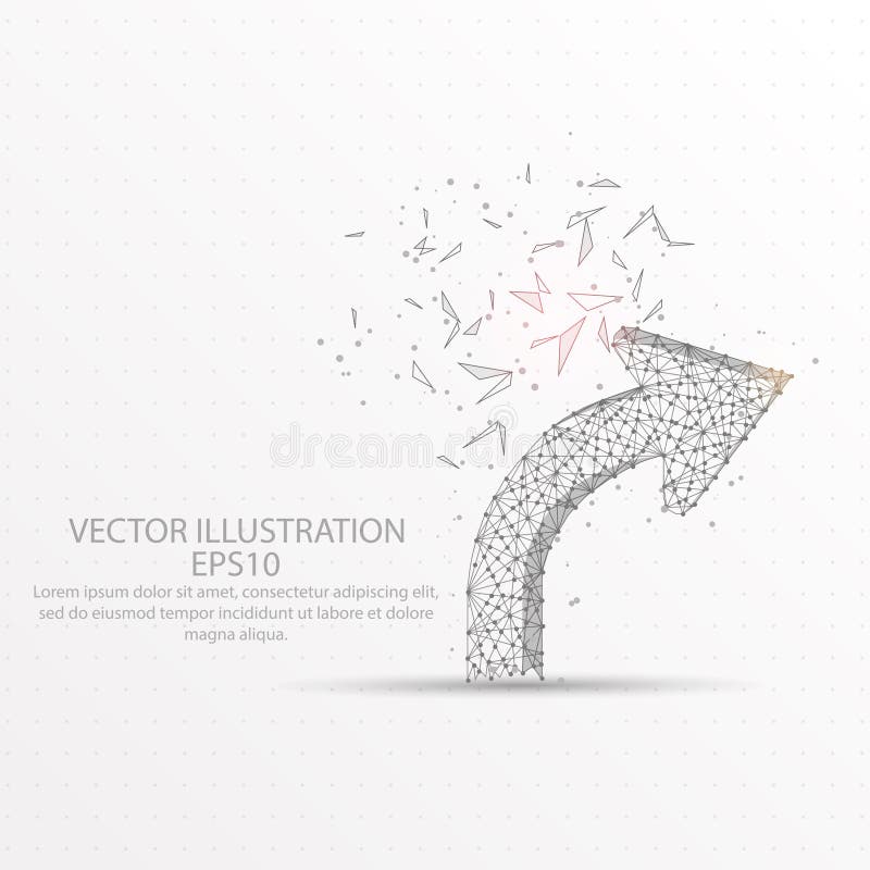 Arrow Low Poly Wire Frame on White Background. Stock Vector ...