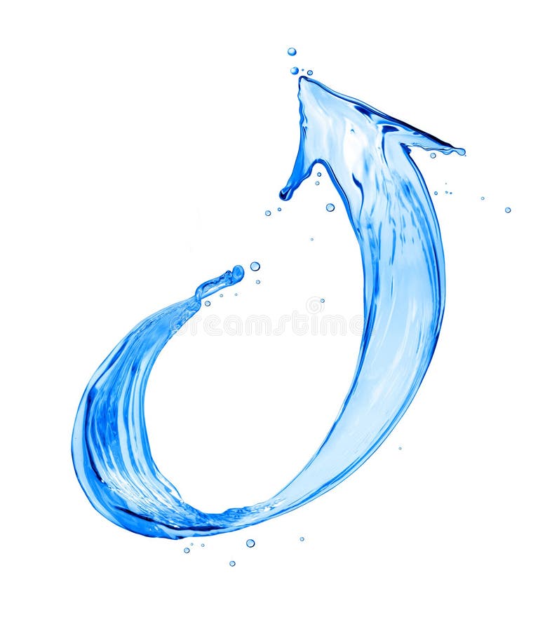 Arrow Made of Water Splashes. Conceptual Image on a White Stock Image ...