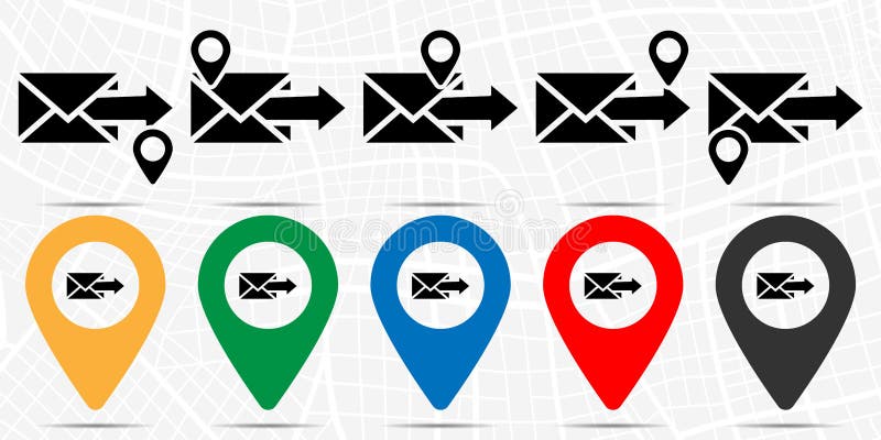 Arrow on an Mail Envelope Icon in Location Set. Simple Glyph, Flat ...