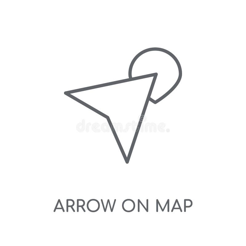 Arrow on Map Linear Icon. Modern Outline Arrow on Map Logo Conce Stock ...