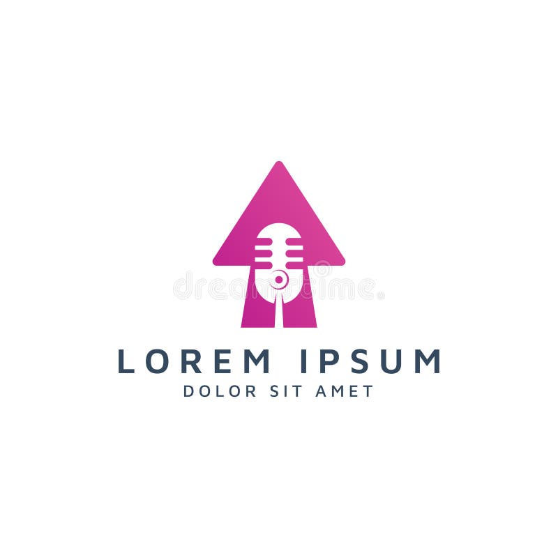 Arrow and Microphone Negative Space Logo Design Stock Vector ...