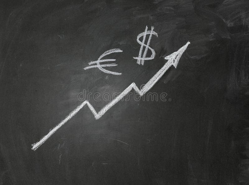 Arrow and money symbol stock photo. Image of page, blackboard - 48128426