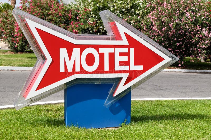 Arrow motel sign stock photo. Image of blue, trip, stay - 77244802