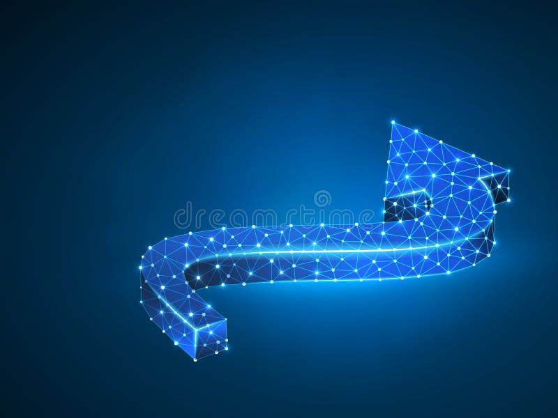 Arrow Moving Forward Wireframe Digital Vector Neon 3d Illustration. Low ...