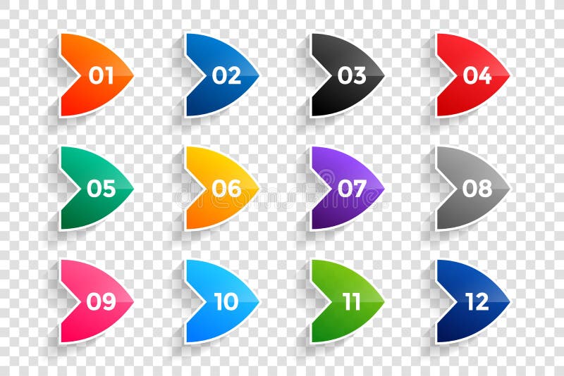 Stylish Arrow Bullet Points Numbers from One To Twelve Stock Vector ... Stylish Arrow Bullet Points Numbers from One To Twelve Stock Vector ...