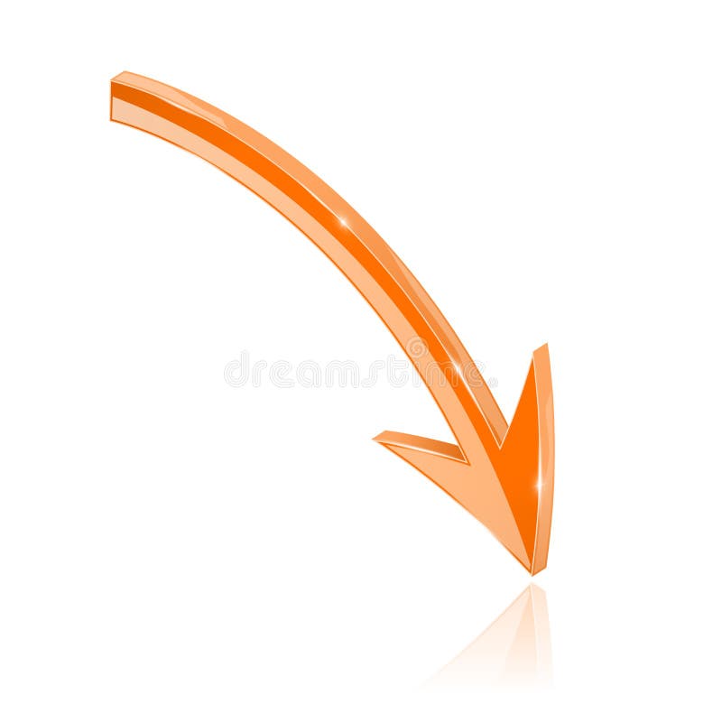 Arrow. Orange Shiny 3d Arrow with Reflection Stock Vector ...