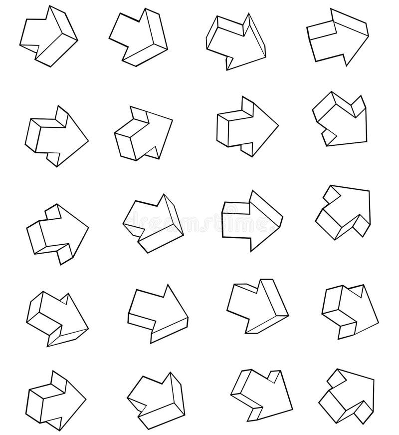 Arrow Outline Icon Collection Over White Background Stock Vector ...