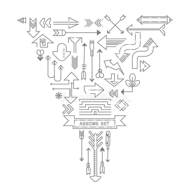 Arrow outline icons set stock vector. Illustration of shape - 48888307