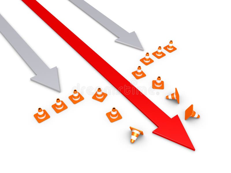 Arrow overcomes barriers stock illustration. Illustration of career ...