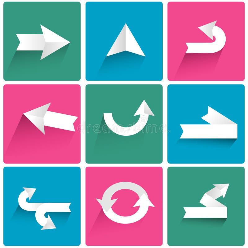 Arrow Paper Icon with Shadow Stock Illustration - Illustration of ...