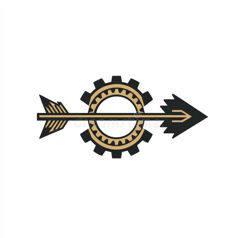 Arrow Passing through Gear Symbolizing Progress and Precision Stock ...