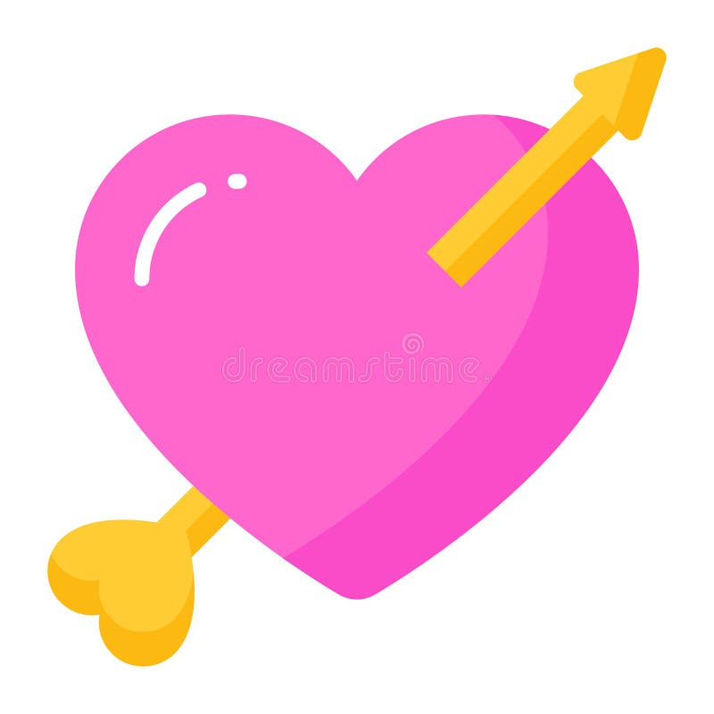 Arrow Passing Heart Showing Love Cupid Vector Icon Stock Vector ...