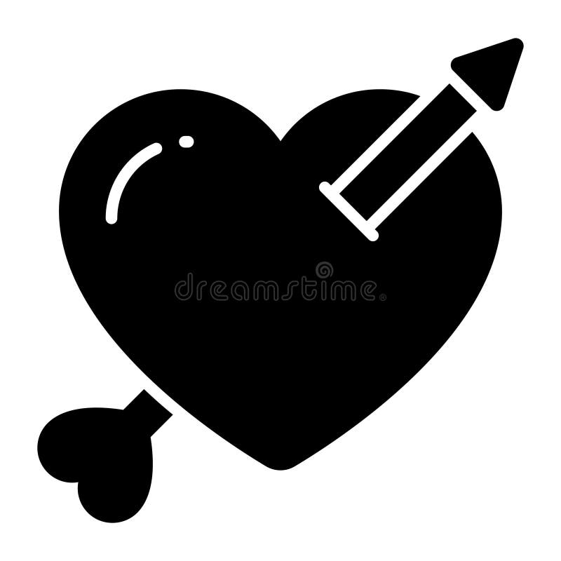 Arrow Passing Heart Showing Love Cupid Vector Icon Stock Vector ...