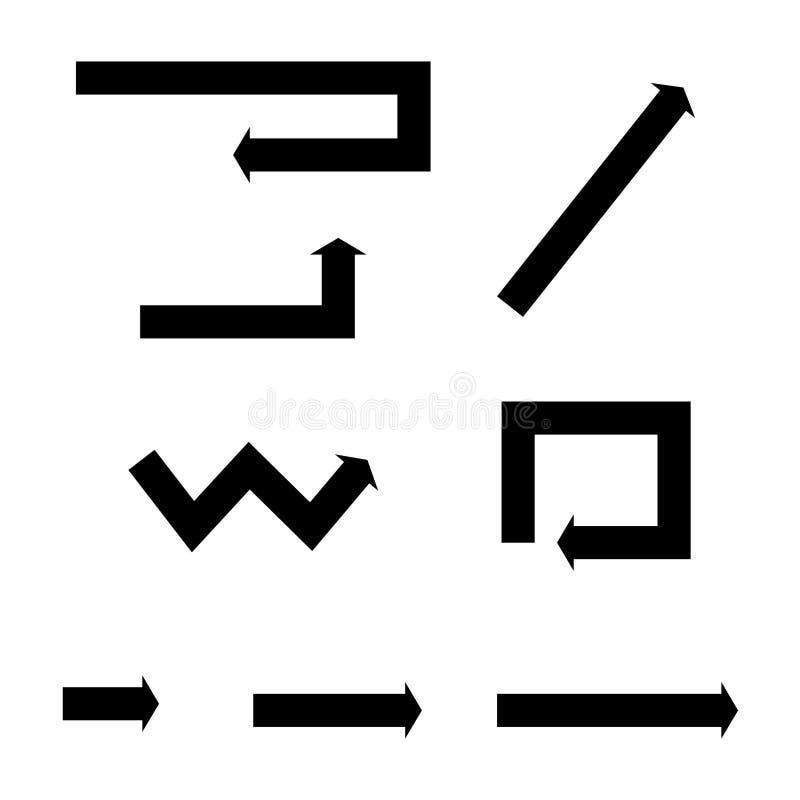 Arrow Path Design. Zigzag Arrow Symbols. Simple Vector Elements ...