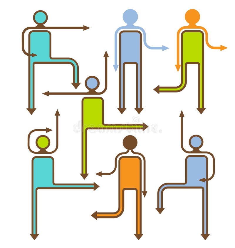 Arrow People Directional Icons Stock Vector - Illustration of dancing ...