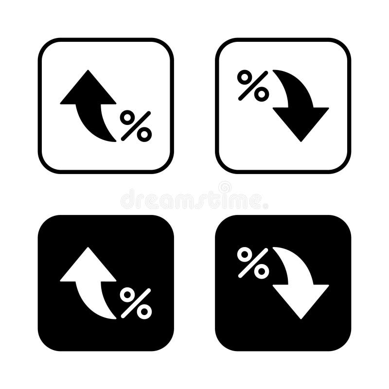 Arrow Percent Icon on Black Square. Increase and Decrease Percentage ...
