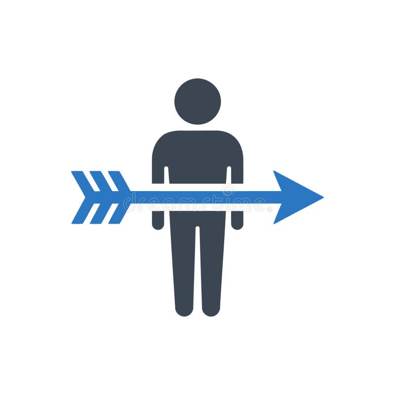 Arrow through Person Icon stock illustration. Illustration of movement ...